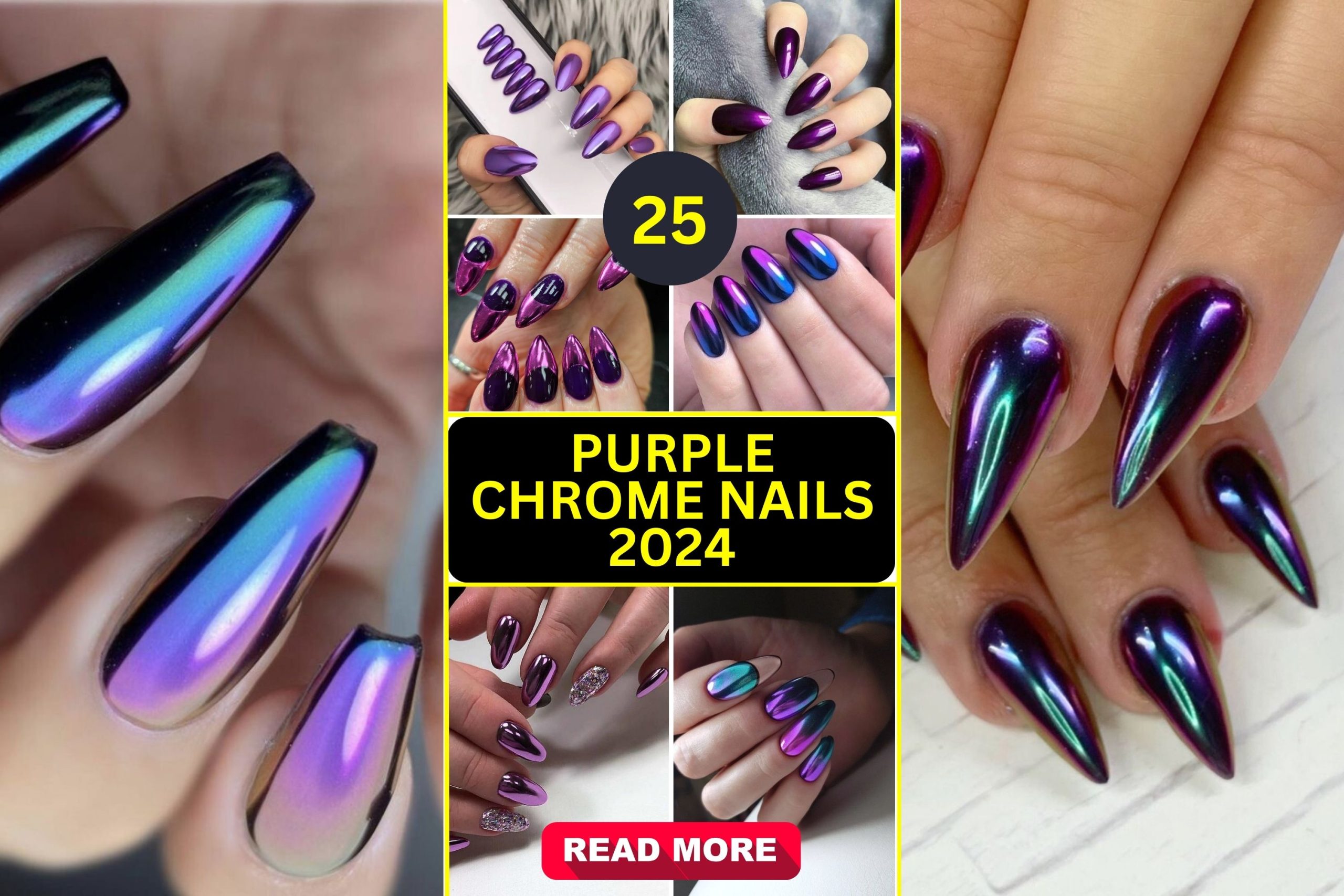 Dazzling Trend: 30 Purple Chrome Nail Styles to Inspire - divagaze.com