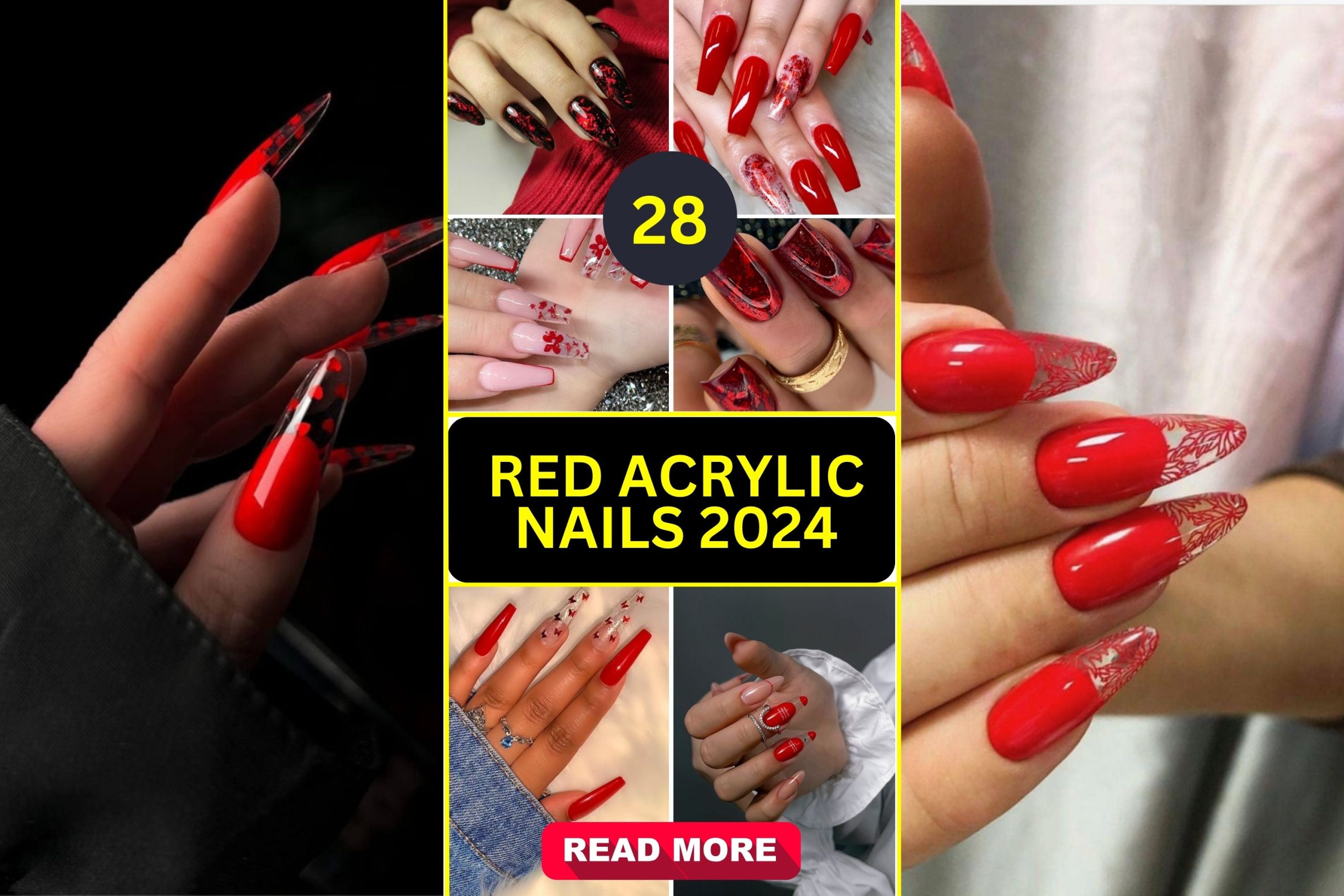 Embrace 28 Red Acrylic Nail Designs: Bold & Timeless Beauty - divagaze.com
