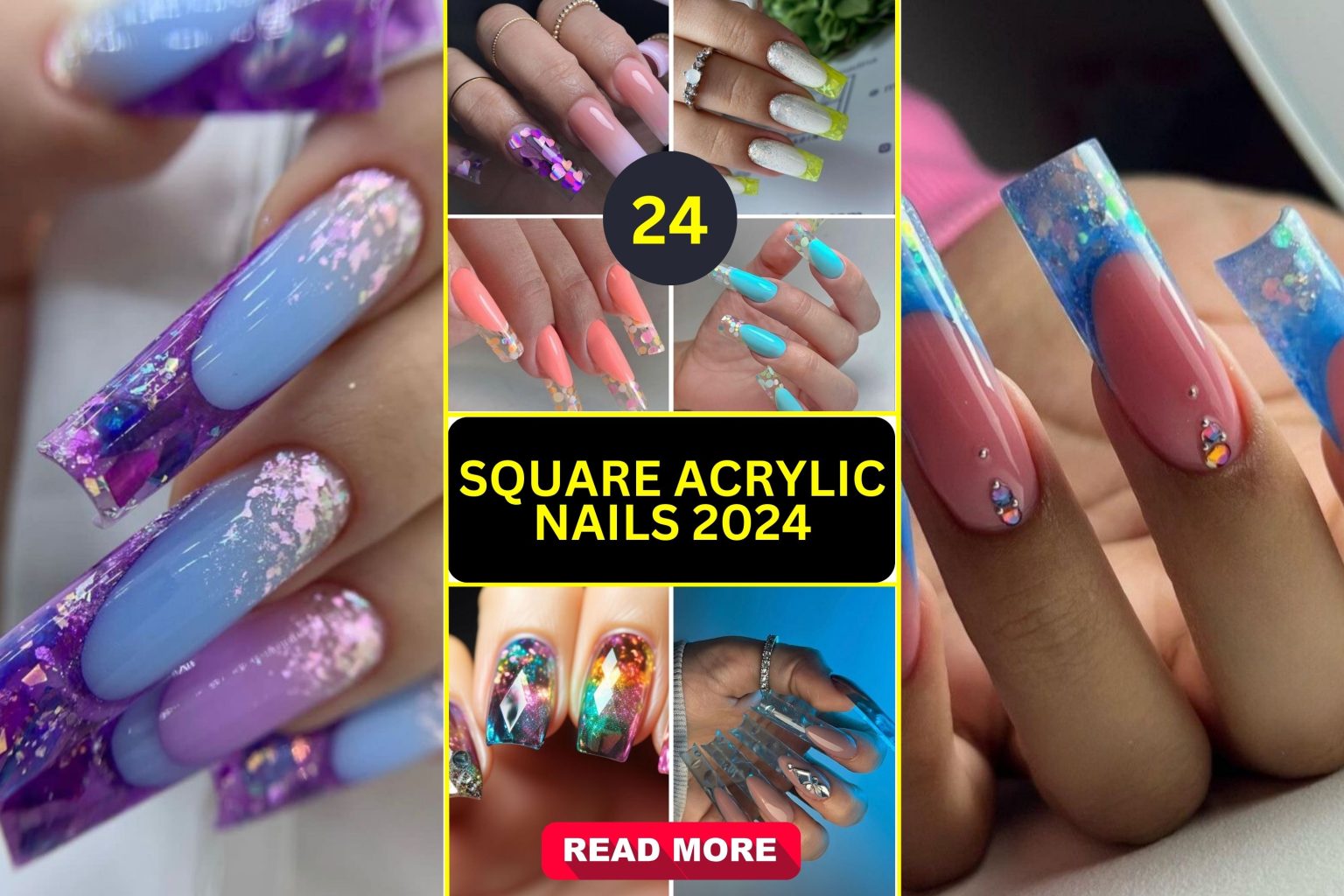 24 Square Acrylic Nails: Chic & Trendy Designs for 2024! - divagaze.com