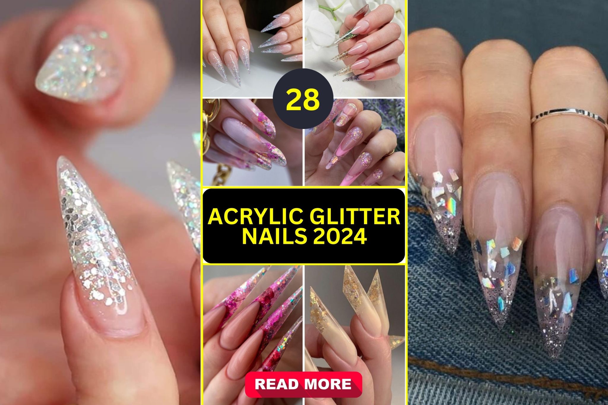 28 Dazzling Acrylic Glitter Nails to Shine in 2024 | Trendy Manicure ...