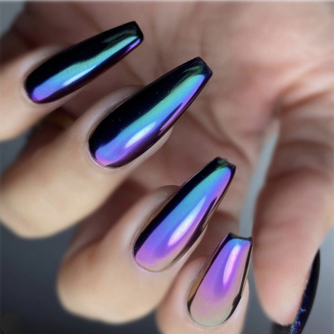 Dazzling Trend: 30 Purple Chrome Nail Styles to Inspire - divagaze.com
