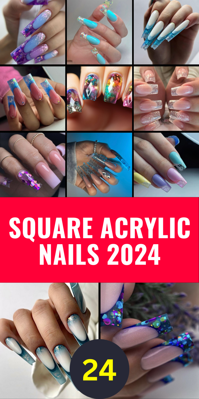 24 Square Acrylic Nails: Chic & Trendy Designs for 2024! - divagaze.com