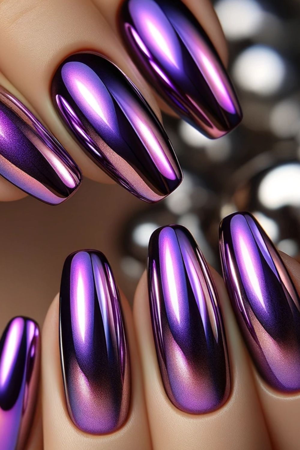 Dazzling Trend: 30 Purple Chrome Nail Styles to Inspire - divagaze.com