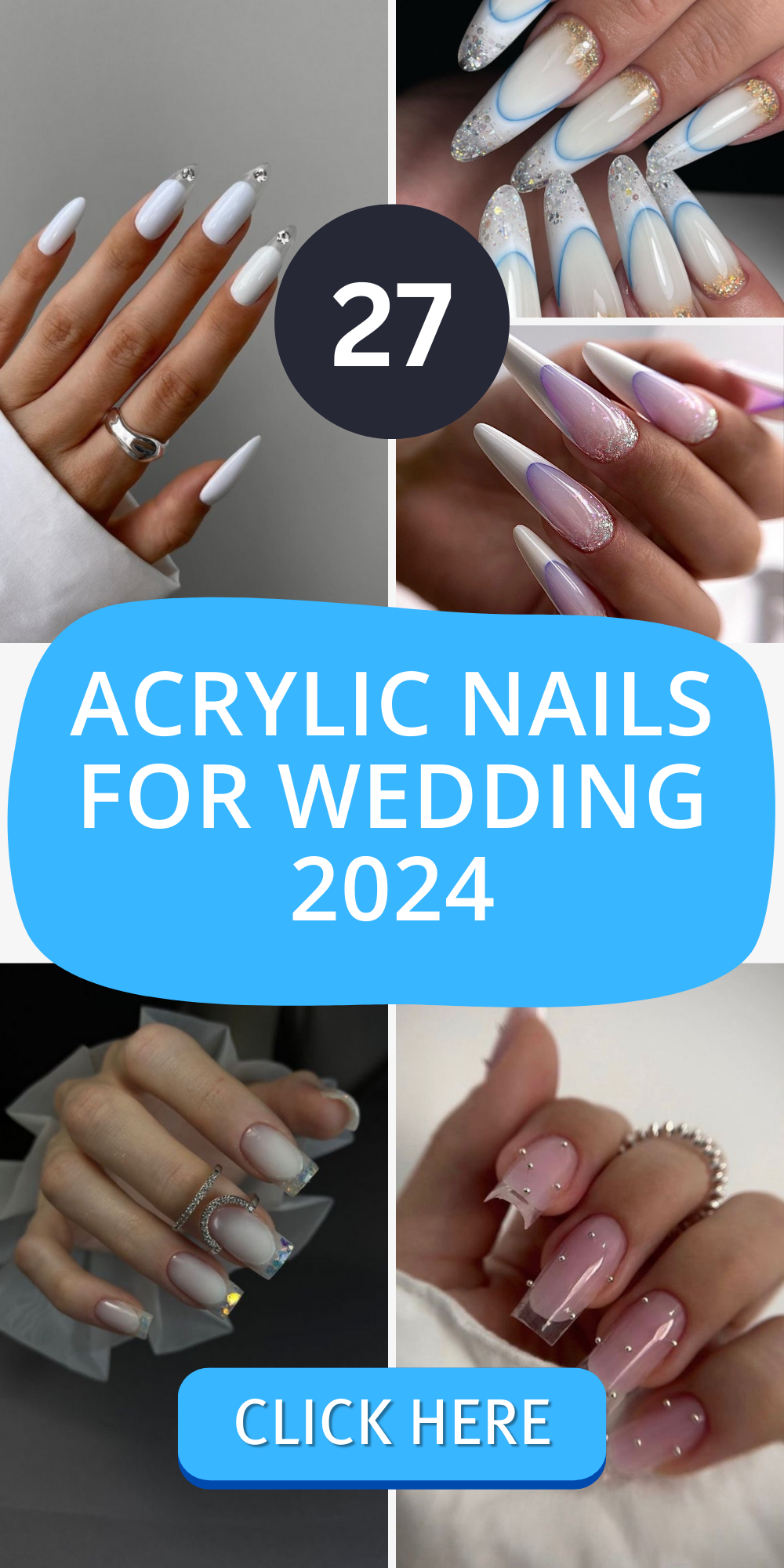 27 Acrylic Nail Designs for Your Wedding Day Elegance | Bridal Chic ...