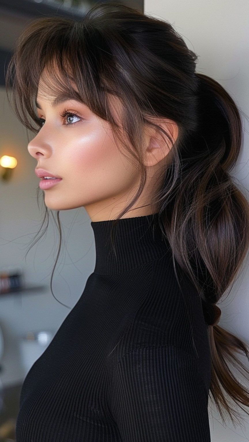 25 Ponytails with Bangs Ideas to Rock in 2024 - divagaze.com