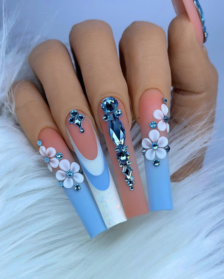 24 Blue Wedding Nails Designs for Brides in 2024 - divagaze.com