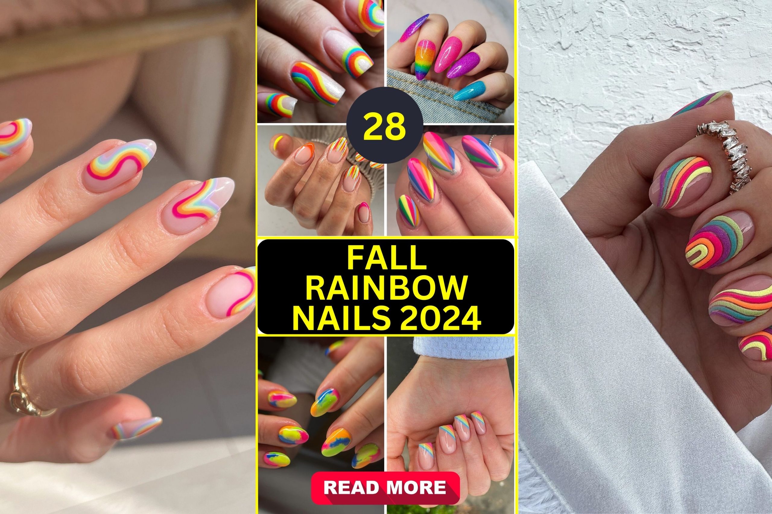 28 Stunning Fall Rainbow Nails 2024 Designs You Must Try This Autumn ...
