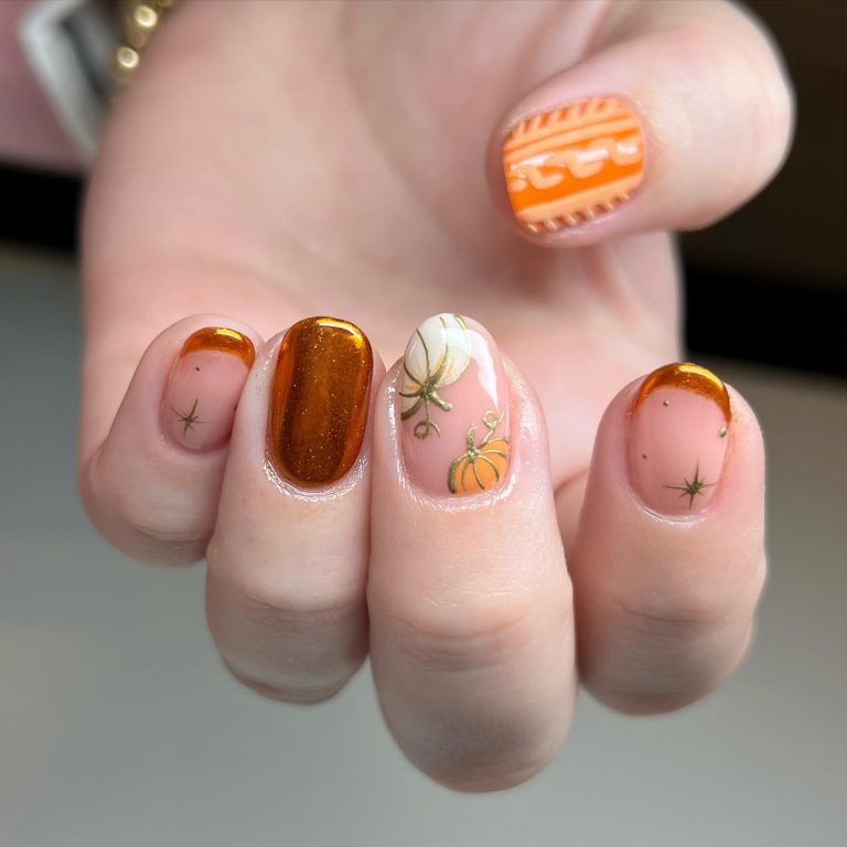 33 Stunning Fall Round Nails Designs That Will Elevate Your Autumn ...