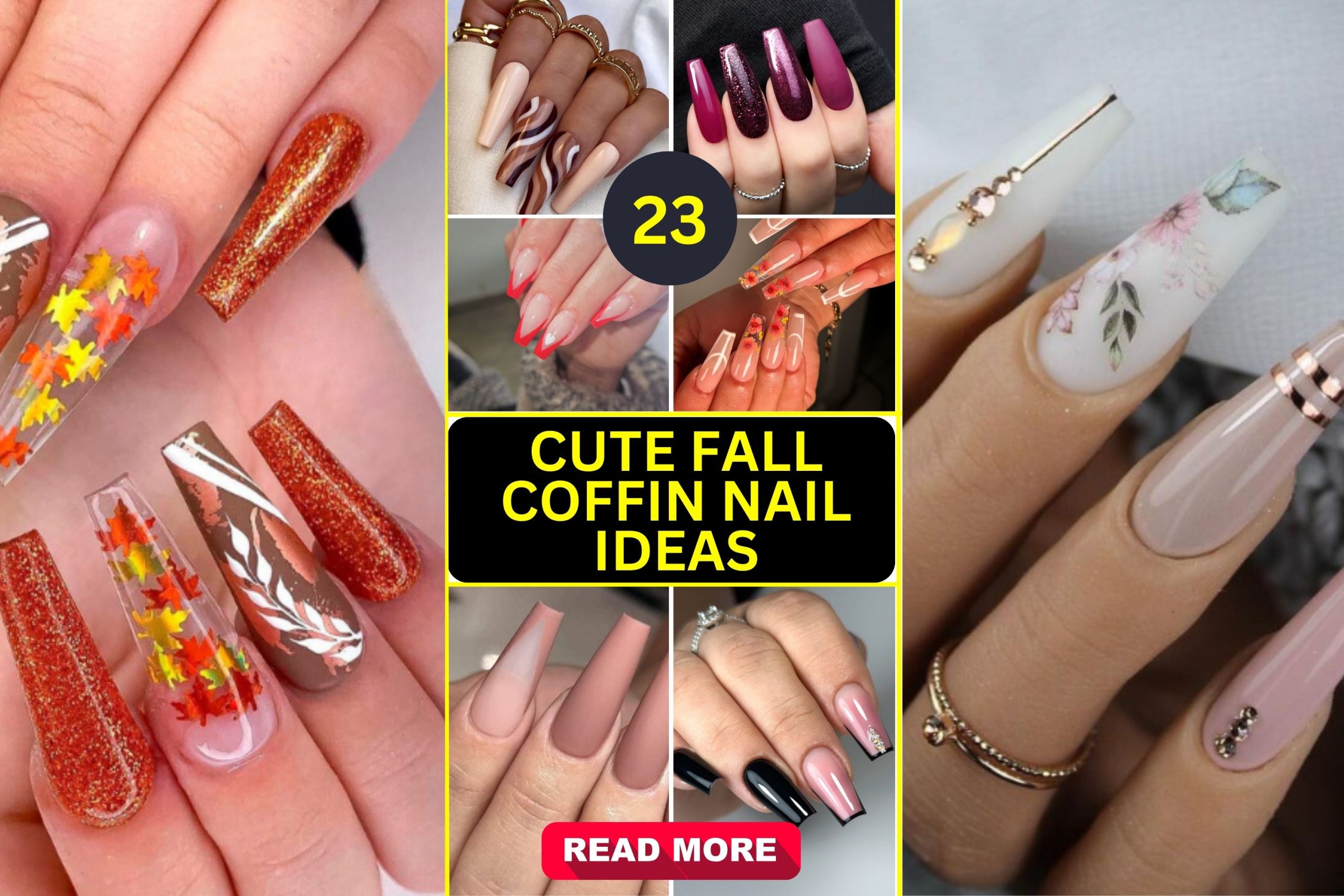 23 Cute Fall Coffin Nail Ideas to Inspire Your Perfect Autumn Manicure ...