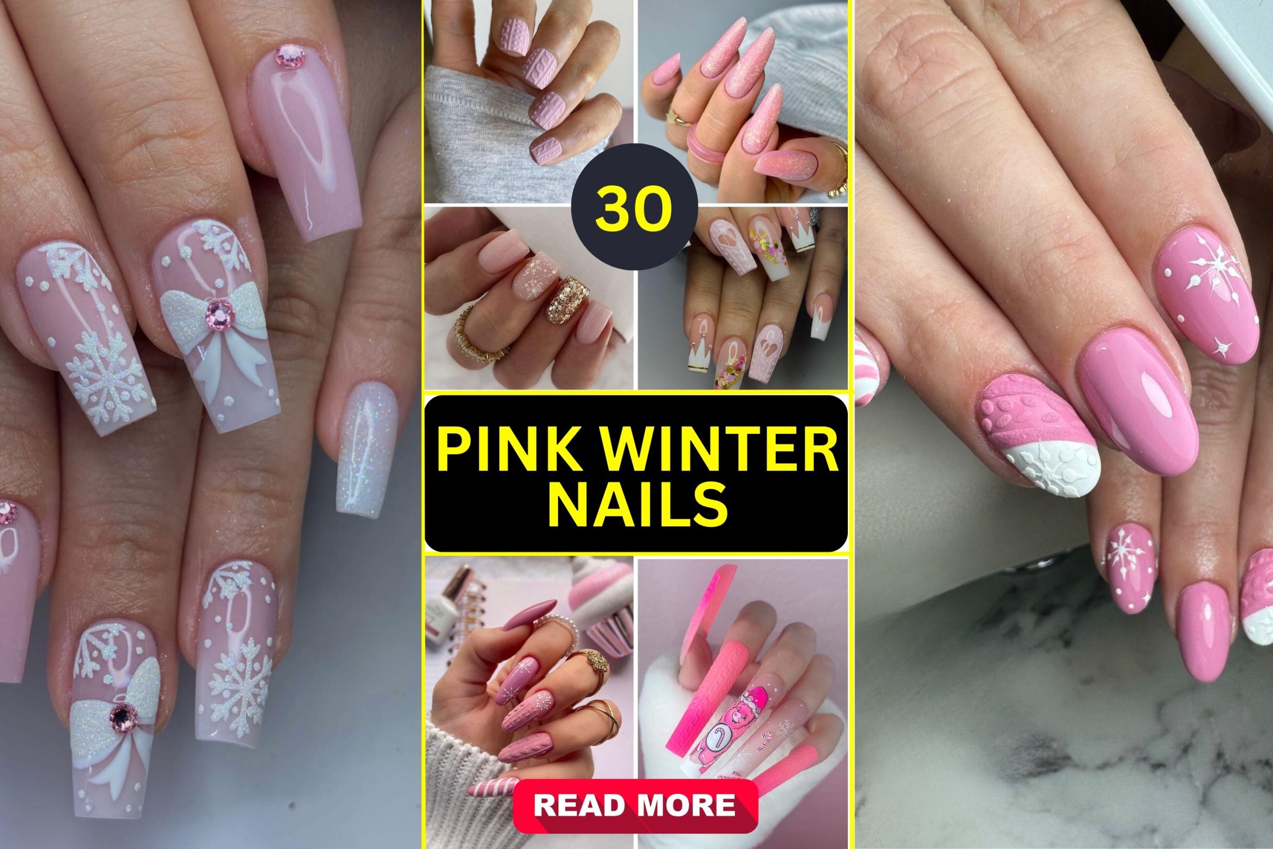 30 Pink Winter Nails: Festive and Stylish Ideas for a Perfect Winter ...