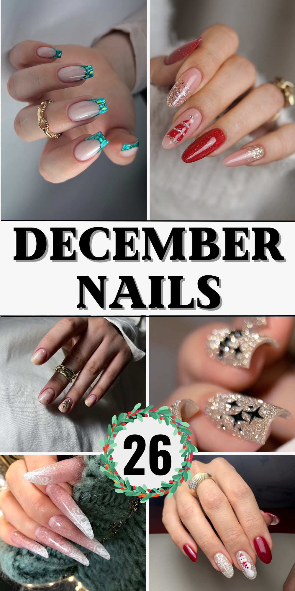 26 December Nails: Festive Ideas with Glitter, Red, Green, and ...
