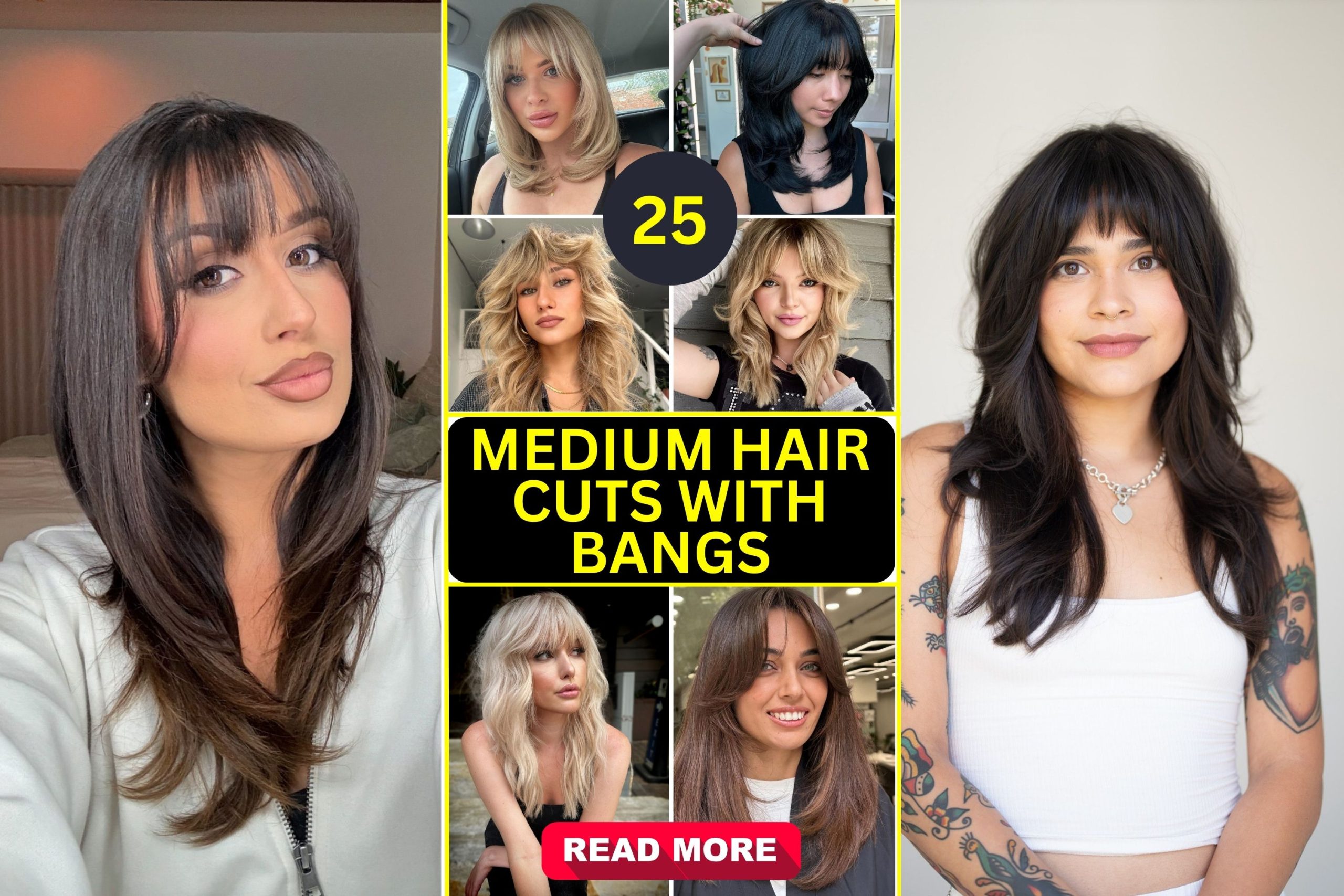 25 Gorgeous Medium Haircuts with Bangs to Elevate Your Style - divagaze.com