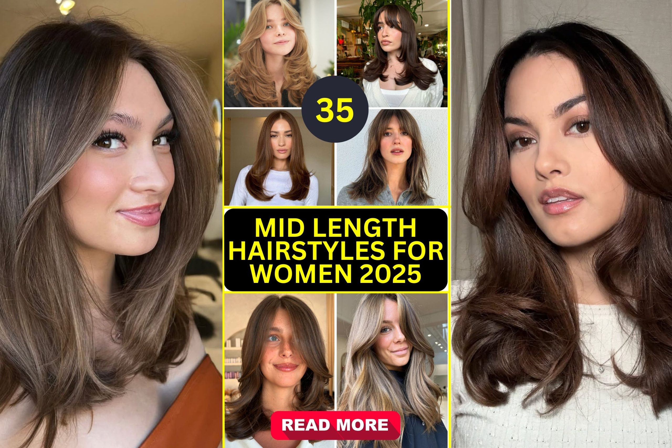 35 Mid-Length Hairstyles for Women 2025 – Trendy Layered Cuts, Curtain ...