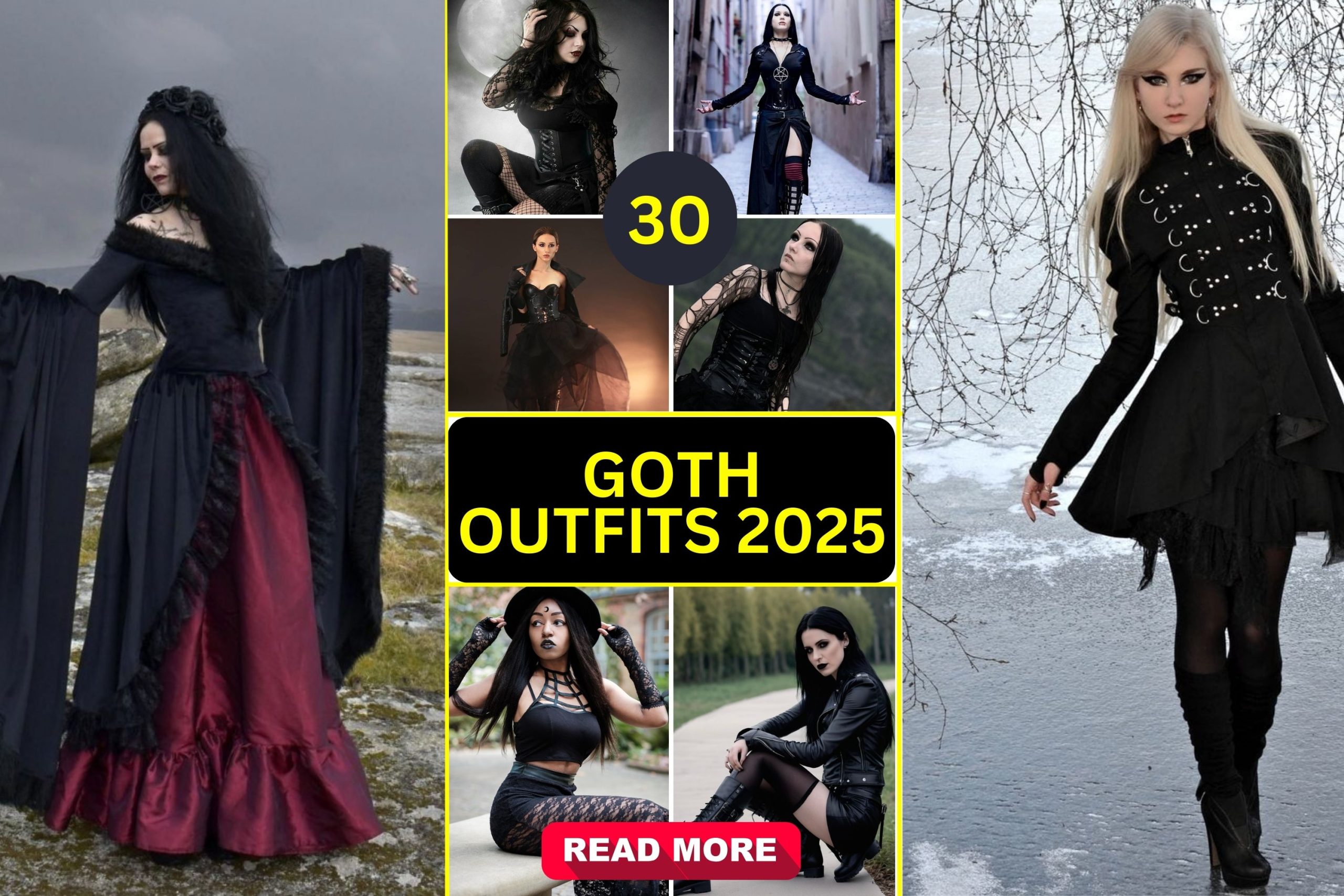 30 Goth Outfits 2025: Dark, Chic & Aesthetic Styles for Every Occasion ...