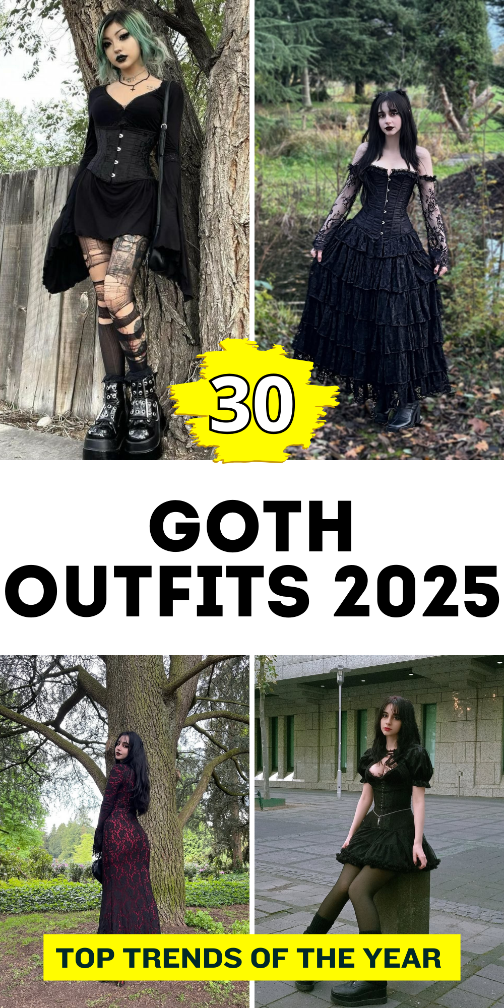 30 Goth Outfits 2025: Dark, Chic & Aesthetic Styles for Every Occasion ...