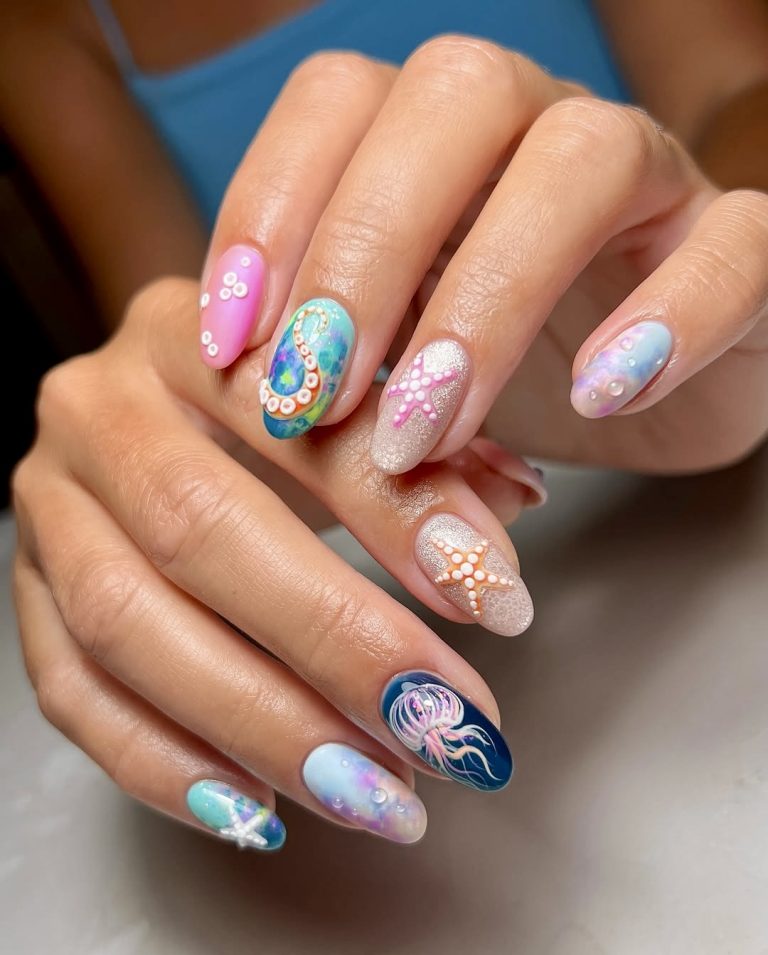 30 Sea Nails Ideas 2025 That Are So Cute, Blue and Trendy You’ll Want ...