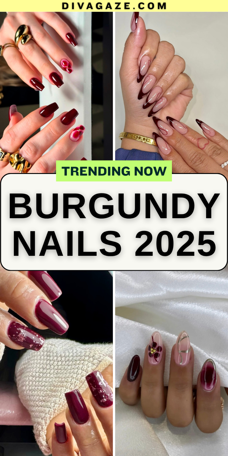 30 Burgundy Nails 2025 Ideas for Bold and Elegant Style - divagaze.com
