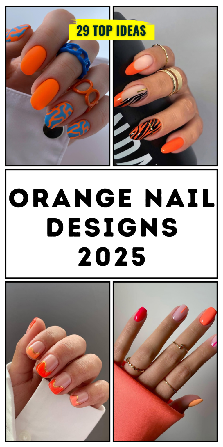 29 Orange Nail Designs 2025 for All Styles - divagaze.com