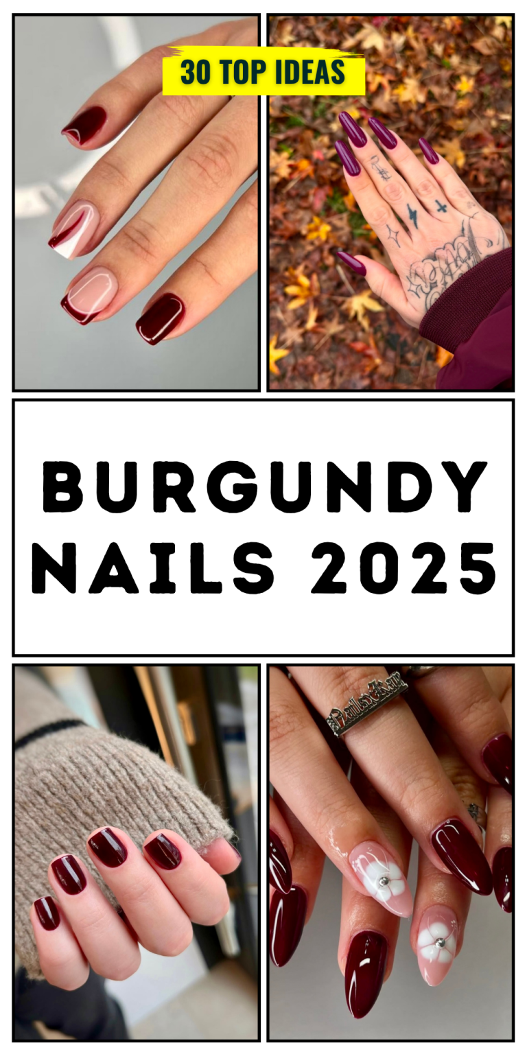 30 Burgundy Nails 2025 Ideas for Bold and Elegant Style - divagaze.com