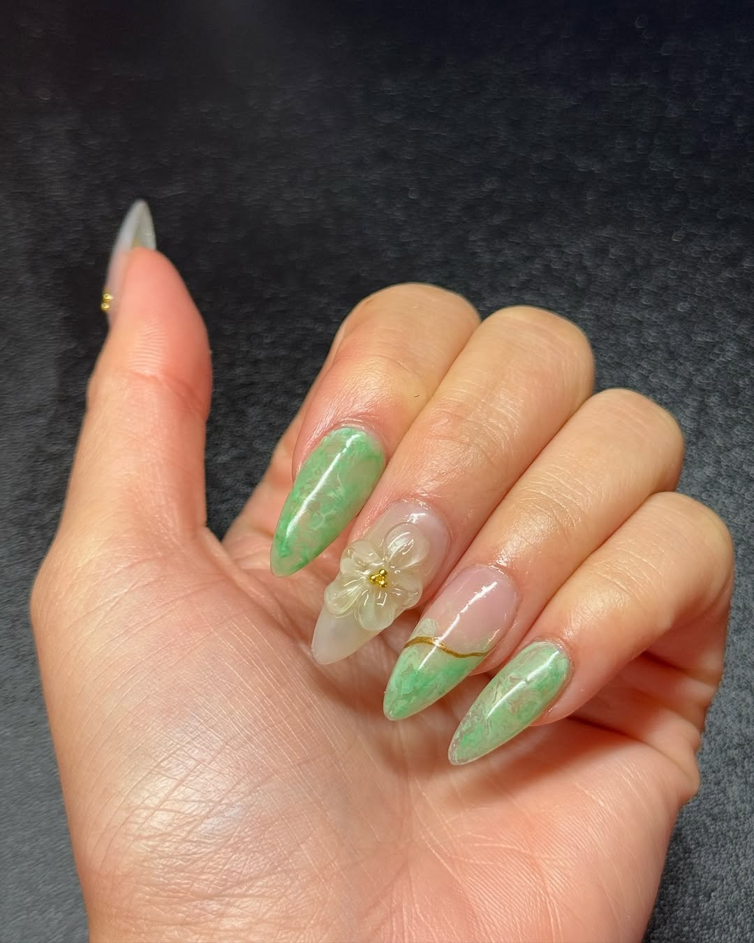 23 Jade Nails Ideas 2026 – Green Marble and Gold Nail Designs ...